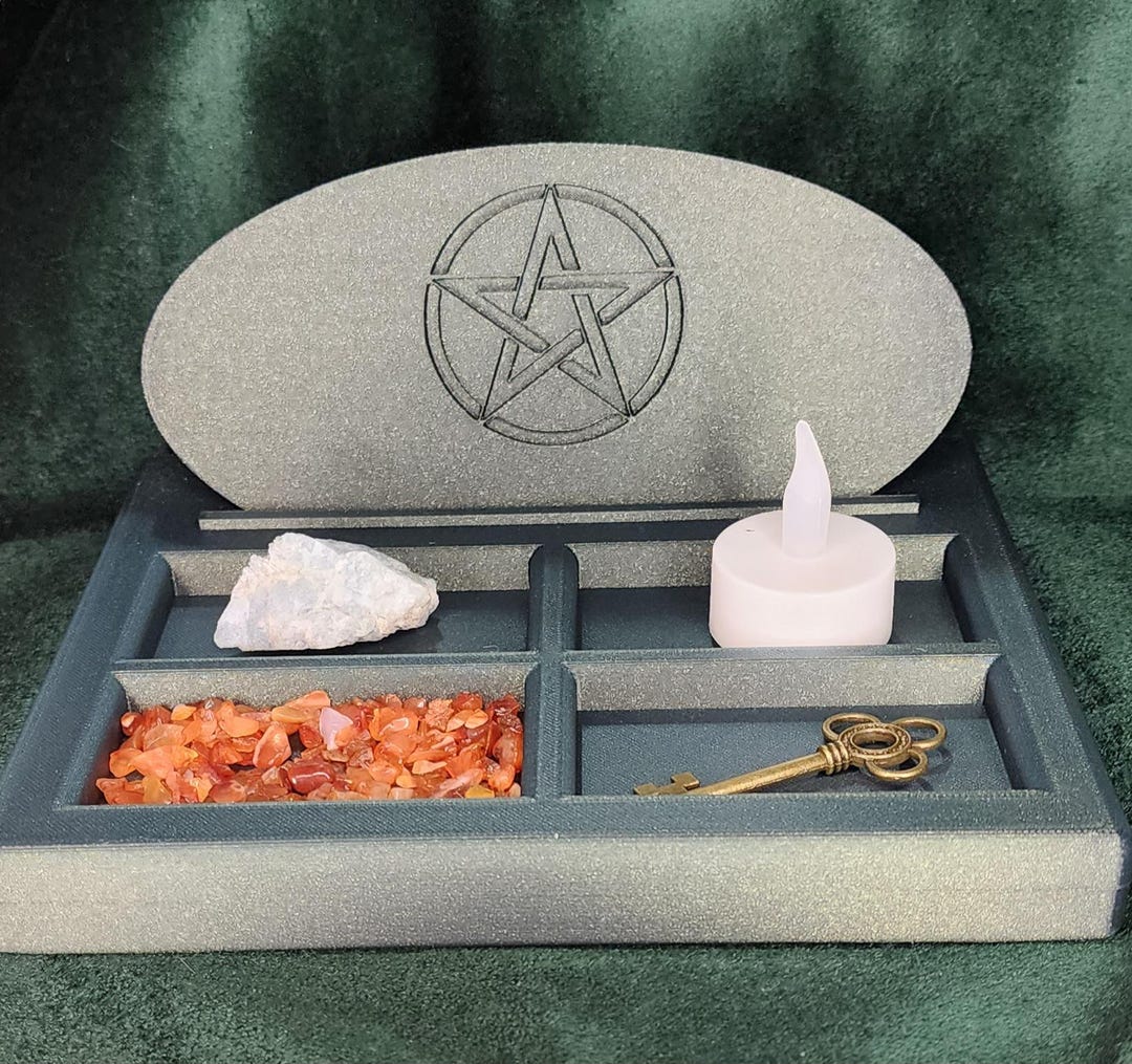 3D Printed Pentacle Altar Tray | Gothic Cards, Crystals, Candles ...