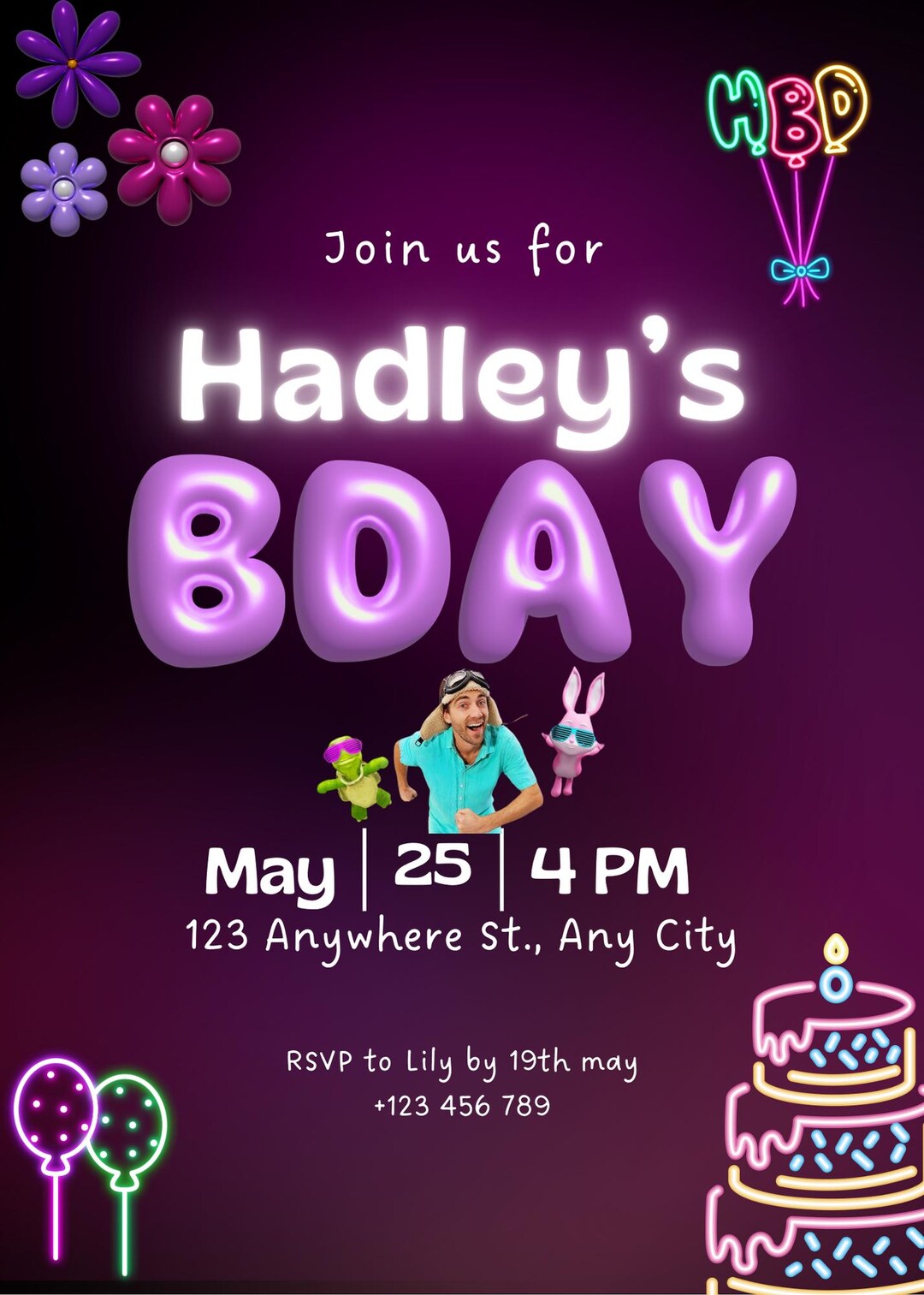 Danny Go Birthday Party Invite Birthday Invitation Digital Invite ...