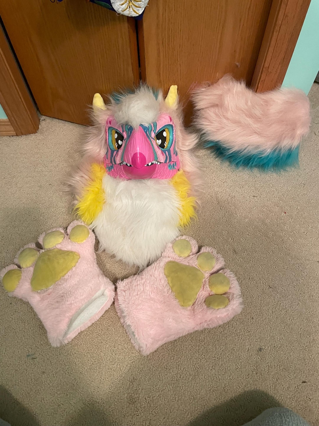 Pink Dino Mask Partial Fursuit - Etsy