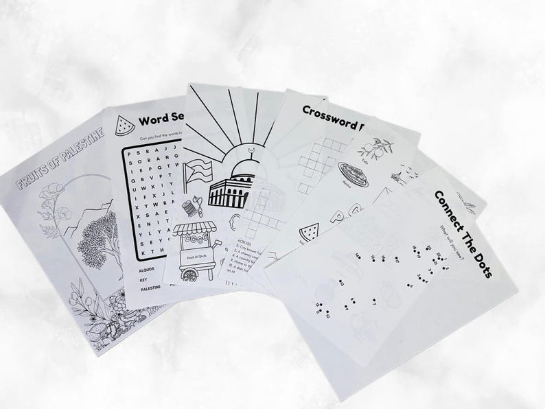 Printable Palestine Activity Worksheets - Etsy