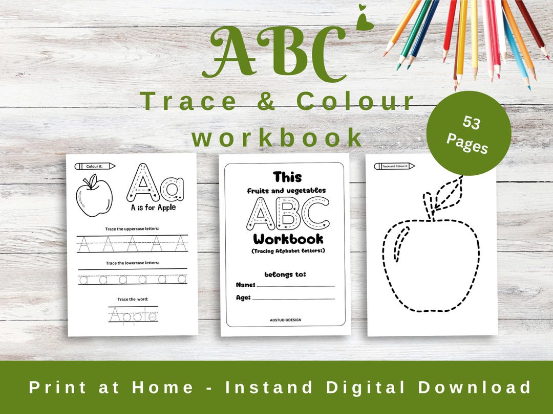ABC Tracing Workbook, Preschool Alphabet Tracing Worksheets, Abc ...