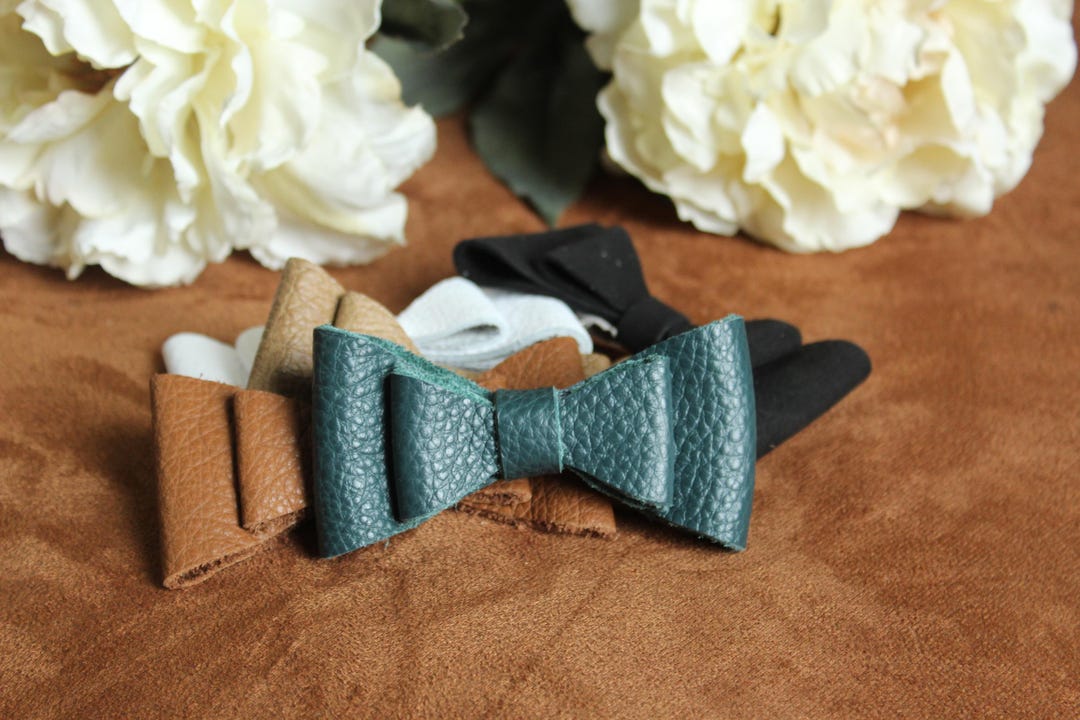 Genuine Leather | Classic Hair Bow Clip | Double Bow - Etsy