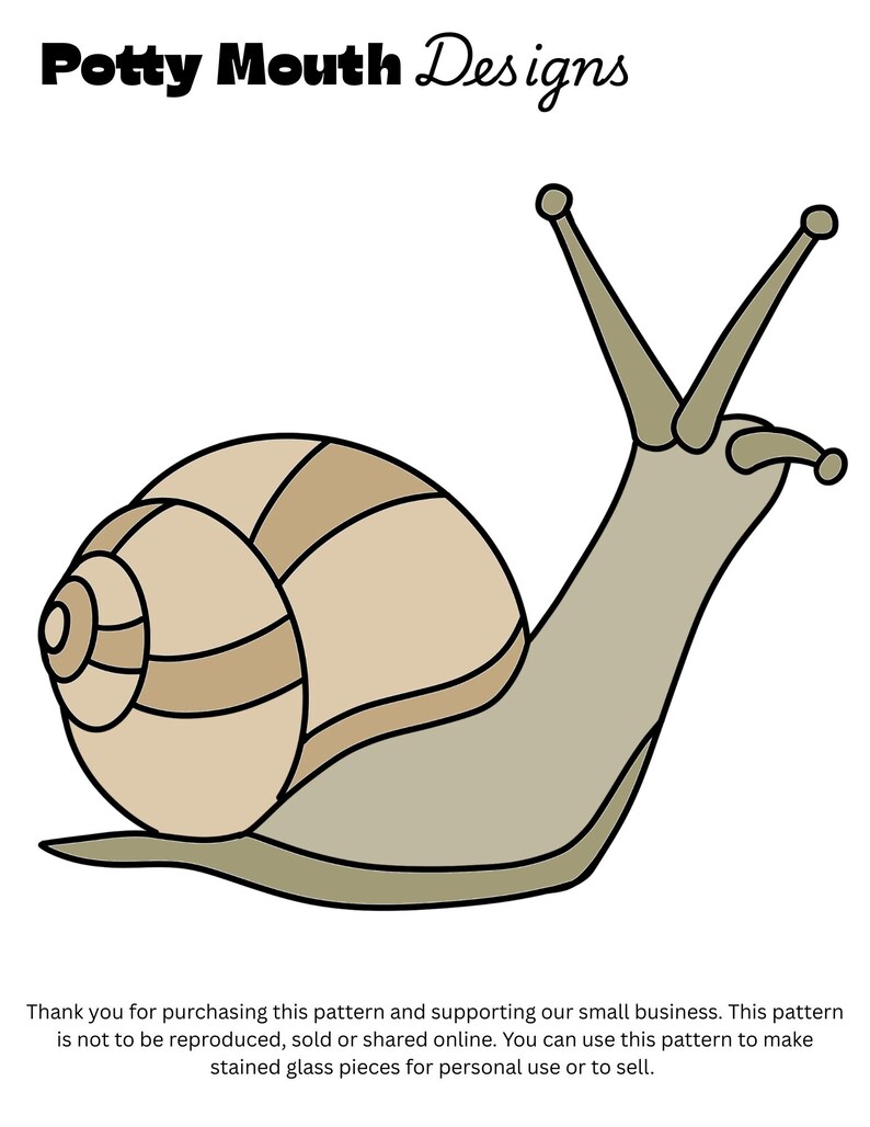 Stained Glass Snail, Stained Glass Snail Pattern, Digital Download, PDF ...