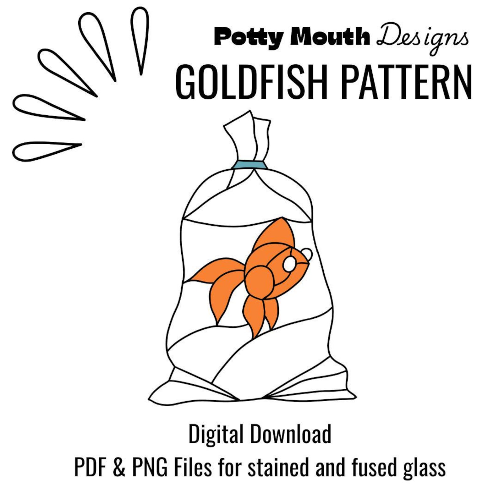 Stained Glass Goldfish Glass Pattern, Digital Download, PDF, Digital ...