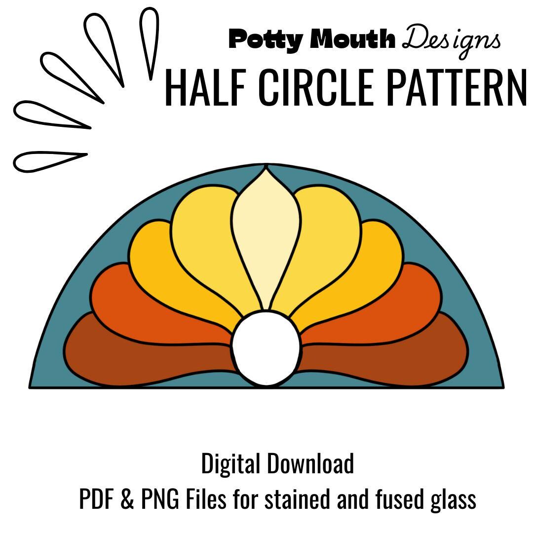 Stained Glass Half Circle Paint Brush Stained Glass Pattern, Digital ...
