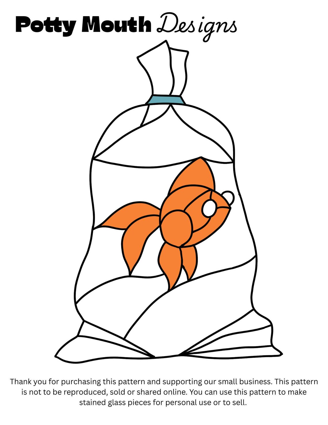 Stained Glass Goldfish Glass Pattern, Digital Download, PDF, Digital ...