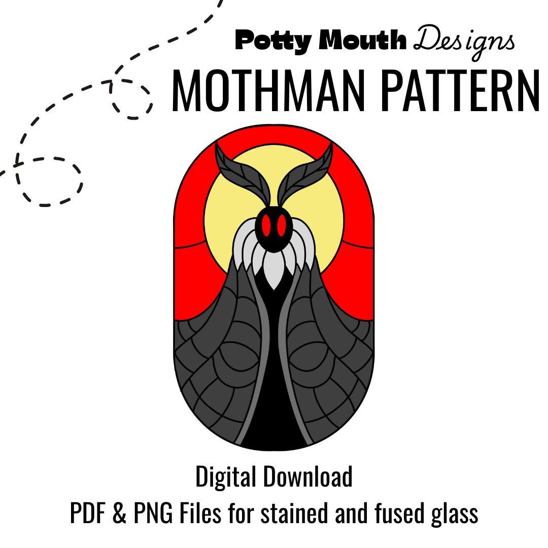 Stained Glass Mothman, Stained Glass Cryptid Pattern, Digital Download ...