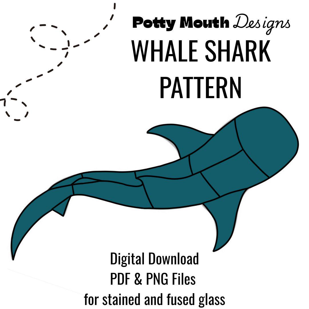 Stained Glass Whale Shark Stained Glass Pattern, Digital Download, PDF ...
