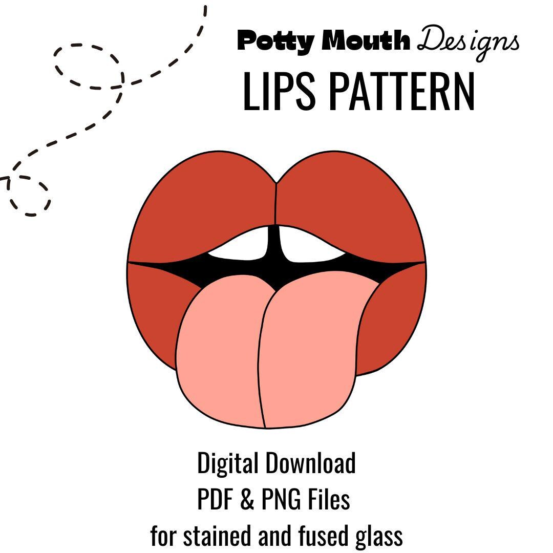 Stained Glass Lips Mouth Tongue Stained Glass Pattern, Digital Download ...
