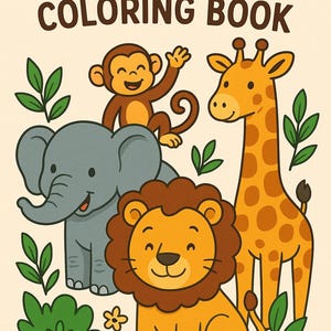 Cartoon Animals Coloring Book - Etsy