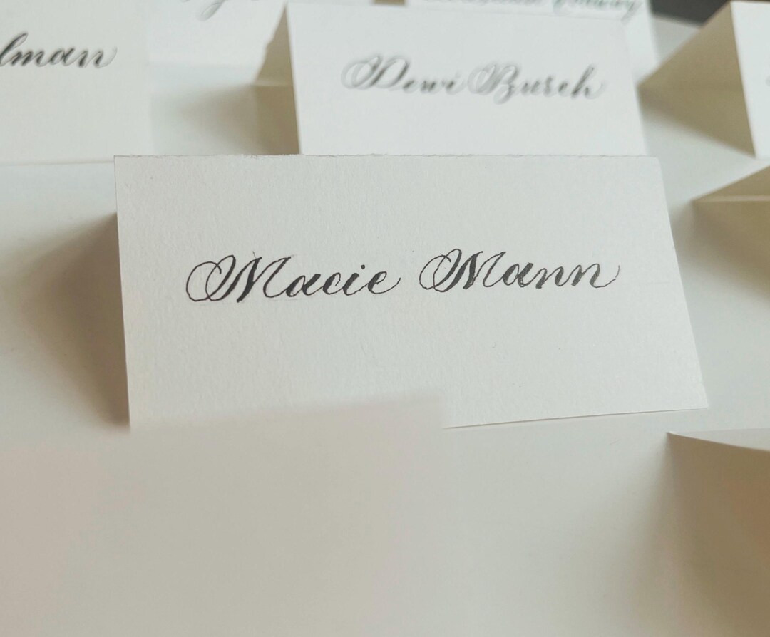 Hand-written Place Cards Calligraphy Name Plates Simplistic Cursive ...