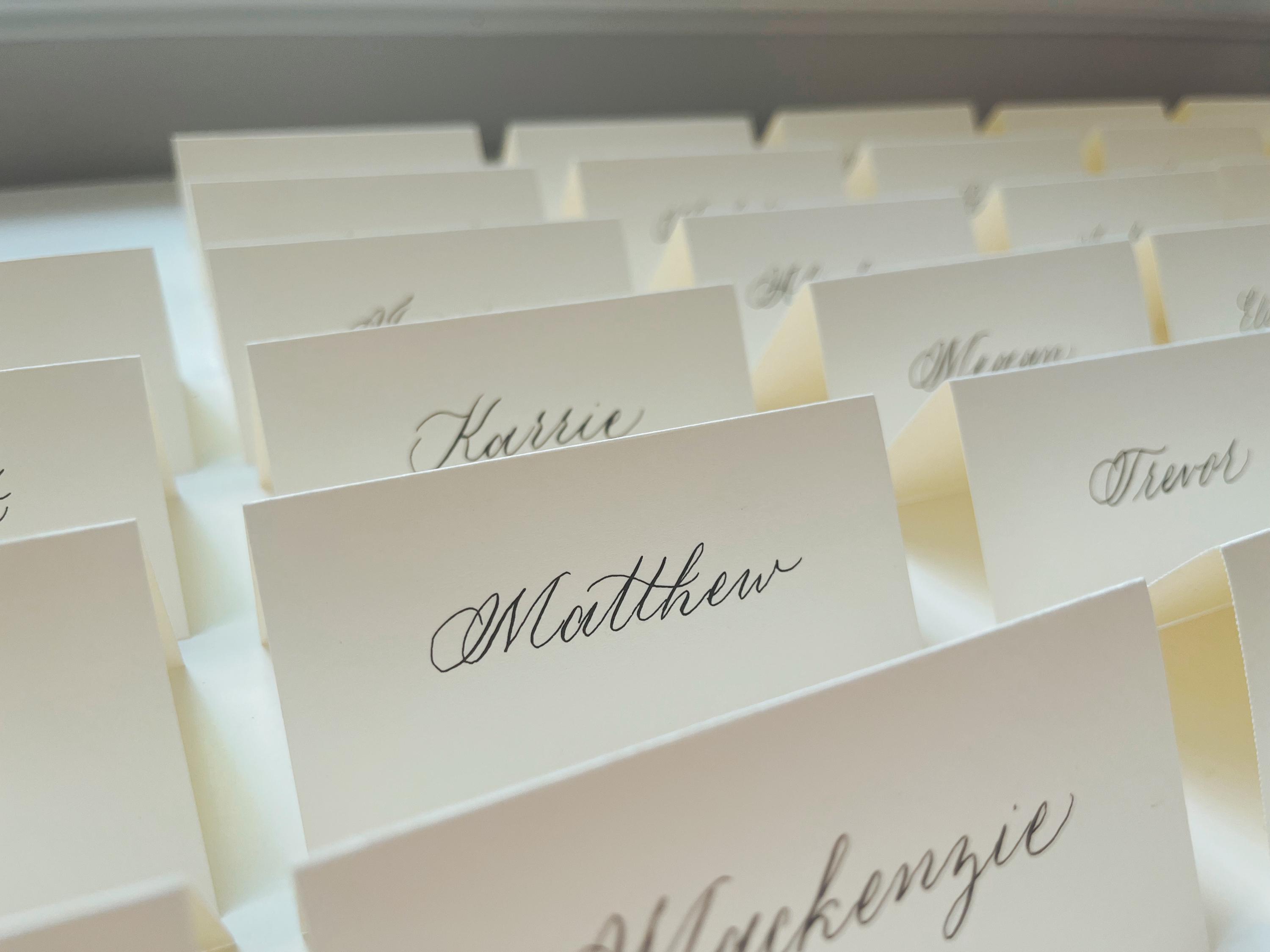Handwritten Calligraphy Place Cards: Tent Wedding Place Cards Custom ...
