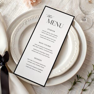 Menu and Thank You Note, Modern Minimalist Wedding Menu Card Set ...
