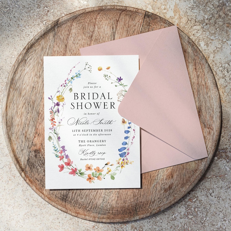 Wildflower Bridal Shower Invitation, Boho Floral Bride Shower Invite ...
