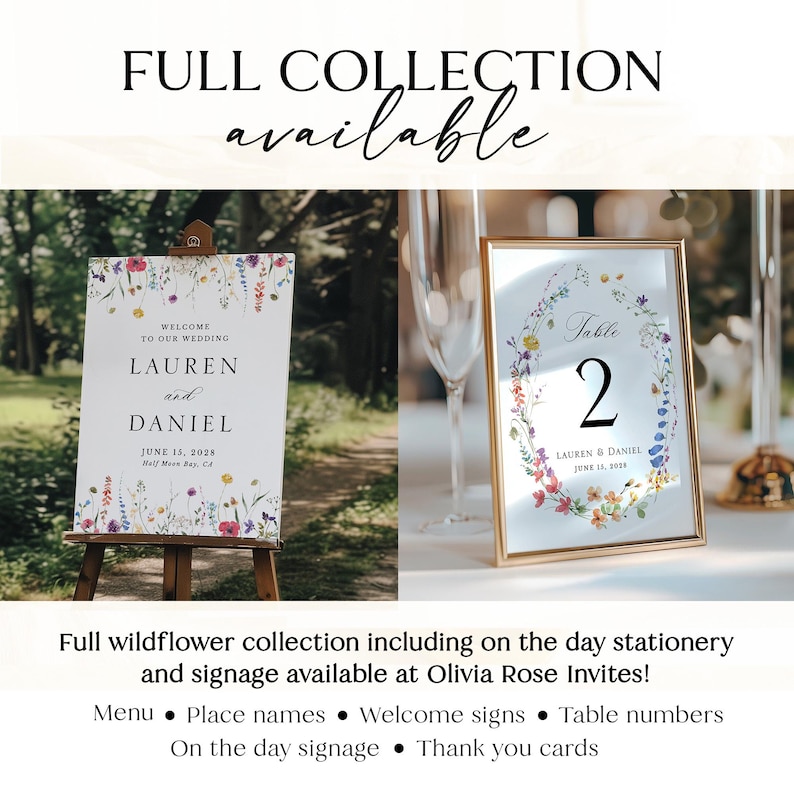 Wildflower Seating Chart Cards, Editable Wedding Seating Plan Signs ...