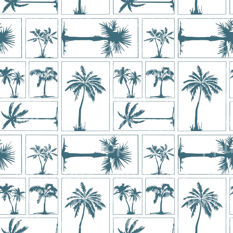 Boxed Palm Tree Seamless Pattern, Digital Download: Tropical, Palm ...