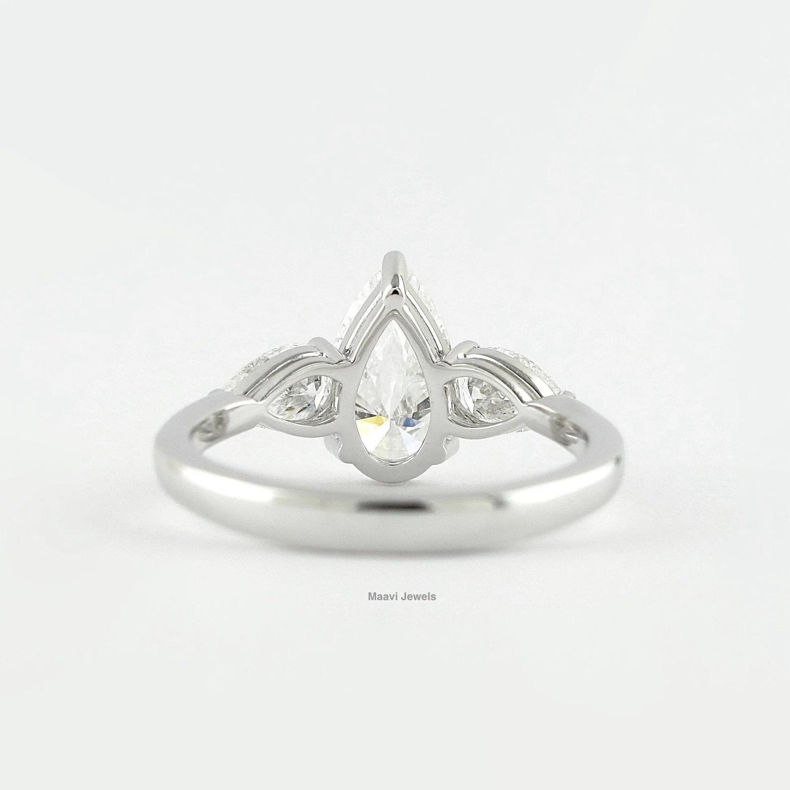 2.50ct Tripal Pear Cut Lab Grown Diamond Ring, IGI Certified, Pear ...
