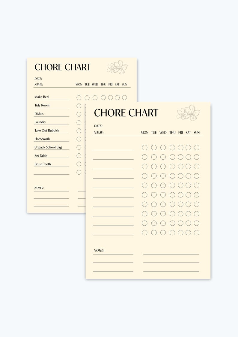 Printable Chore Chart for Kids | Minimalist Weekly Chore Schedule ...