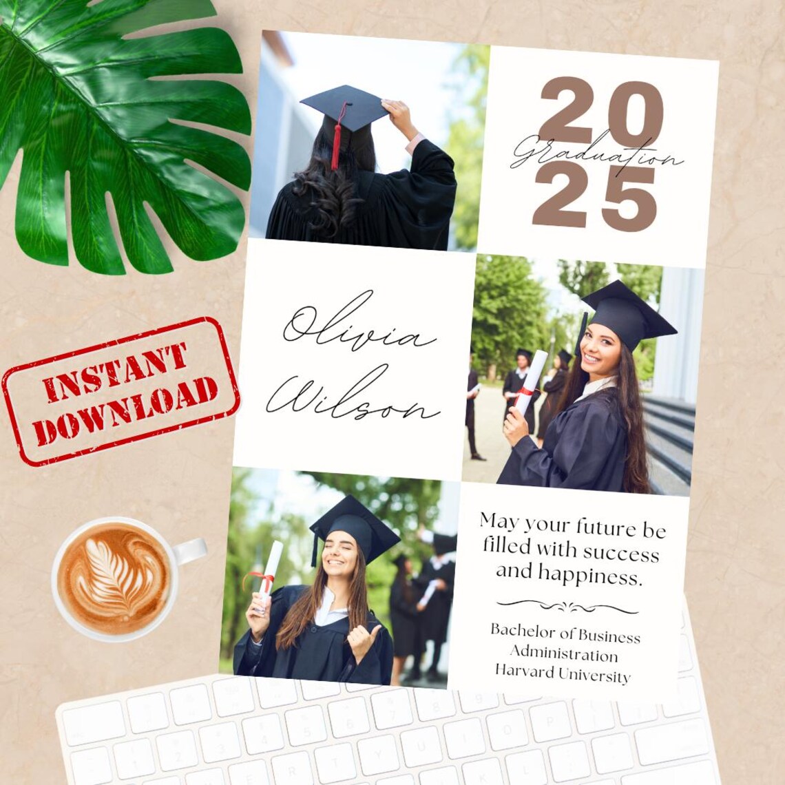 Graduation Invite Template, Modern Design, High School Graduation ...