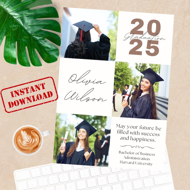 Graduation Invite Template, Modern Design, High School Graduation ...