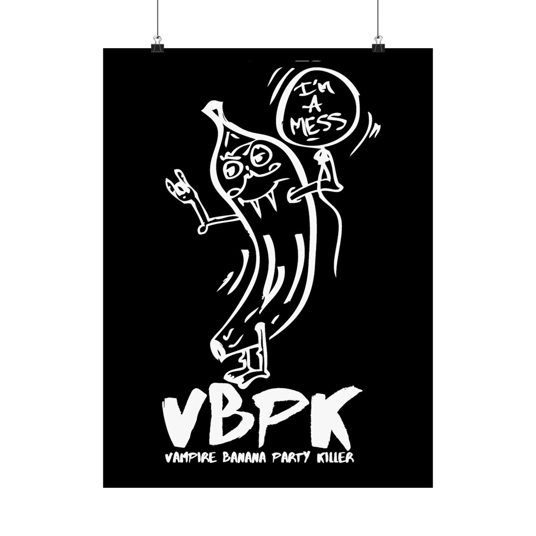 Funny Vampire Banana Party Killer Poster - Matte Vertical Hand Drawn ...