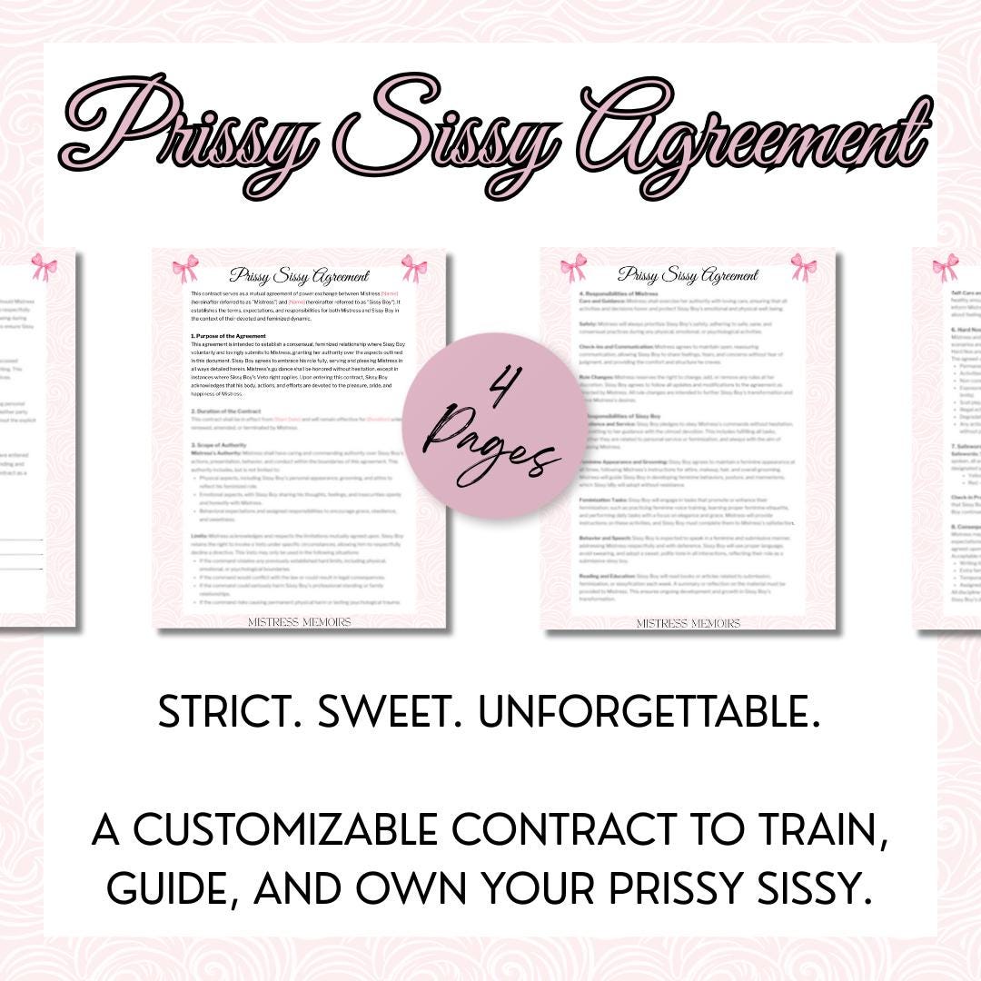 Ultimate Prissy Sissy Ownership Contract | Customizable Sissy Training Agreement for D/s Play ...