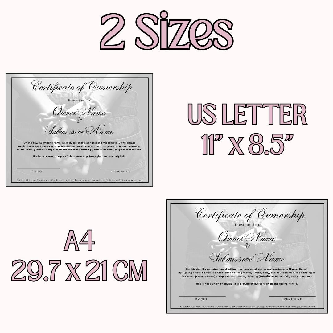 Dom / Sub Certificate of Ownership - "chained" | Customizable ...