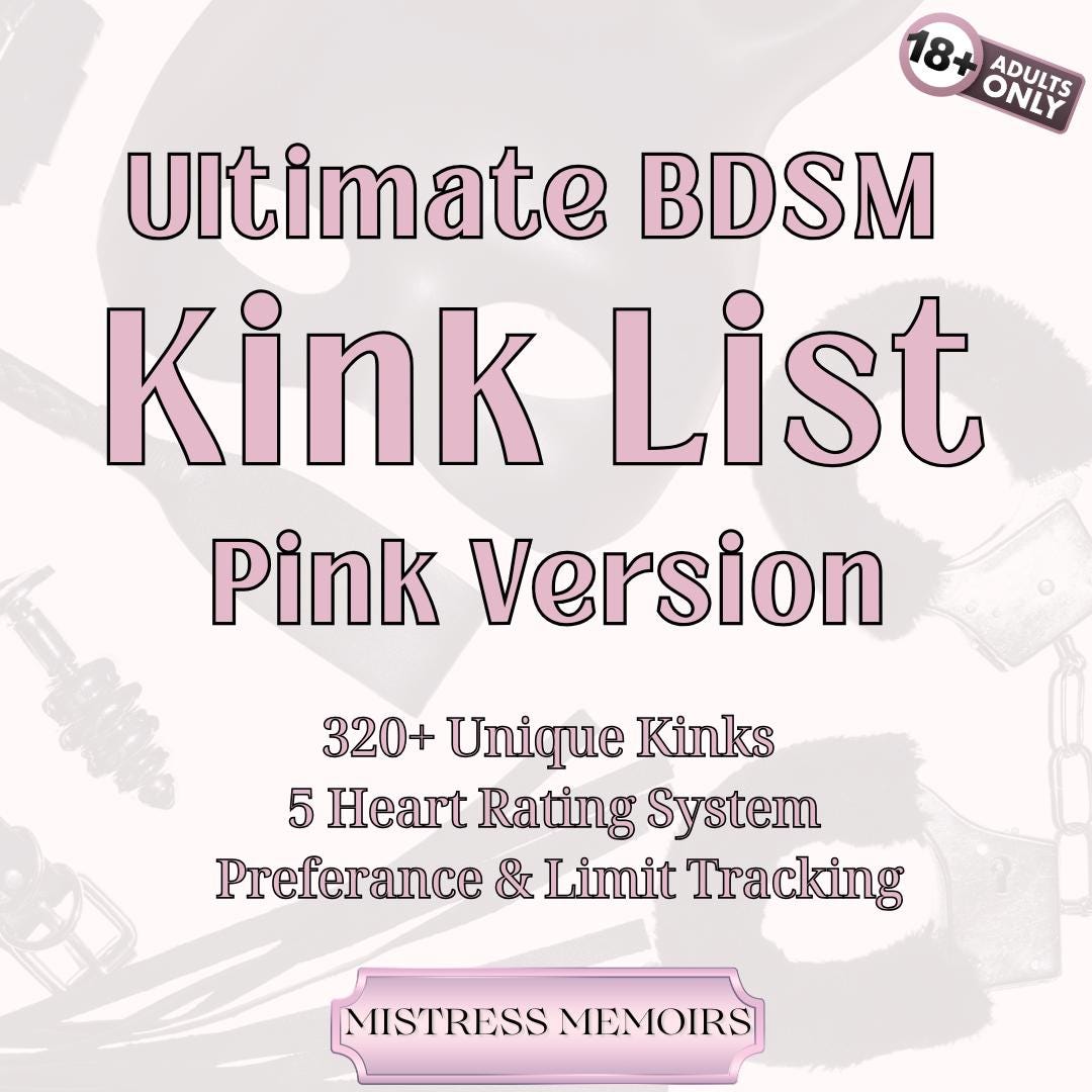 Ultimate Kink Negotiation List | 320 Unique Kinks| BDSM Checklist and ...