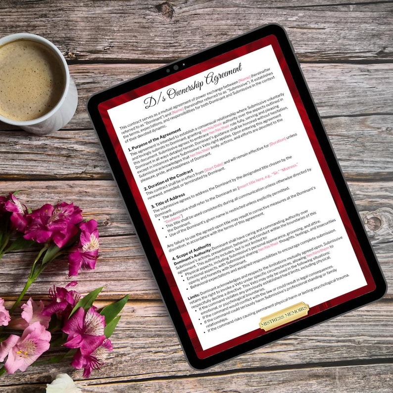 Ultimate Dominant Submissive Ownership Agreement, Customizable Contract ...