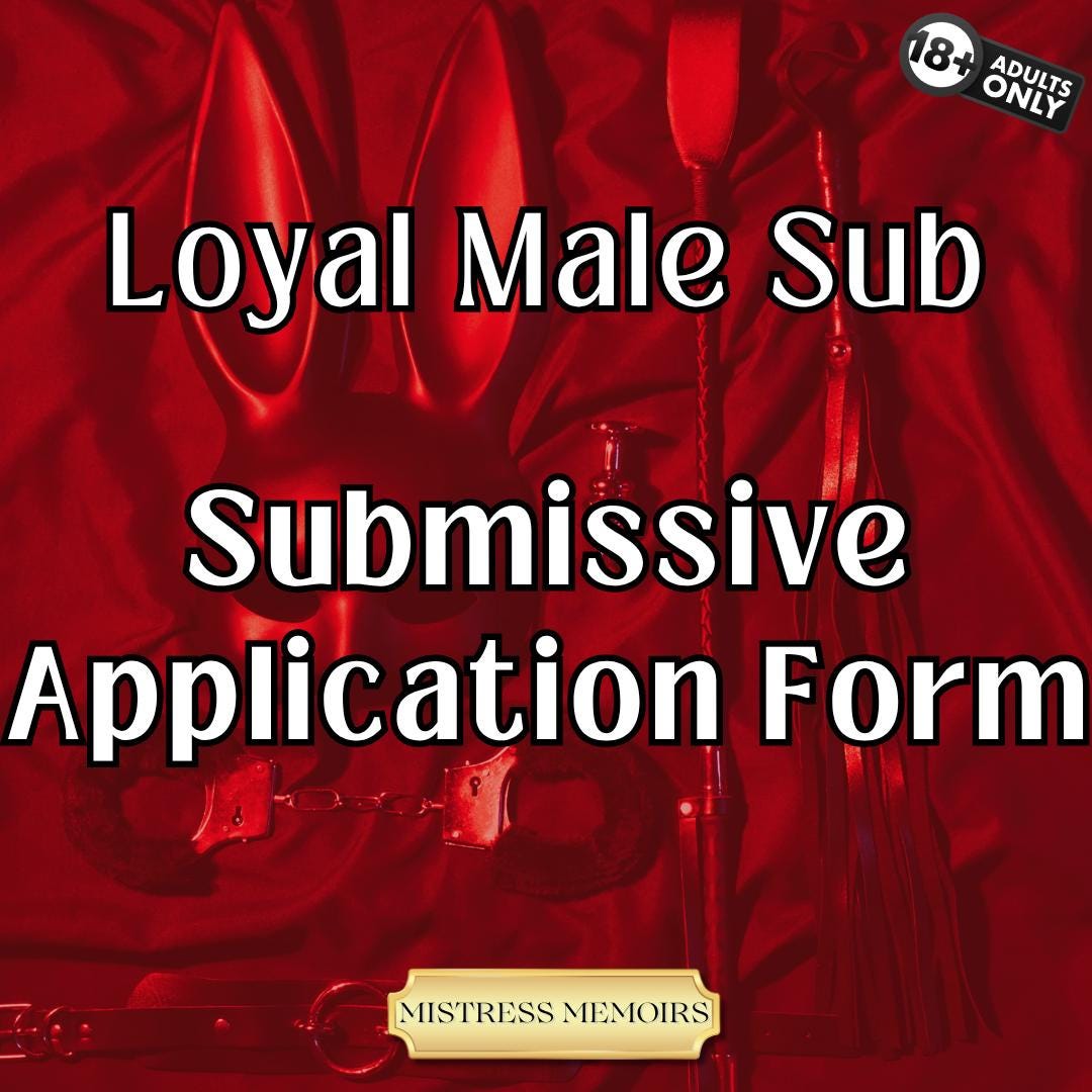 Femdom Male Sub Application, Fillable PDF Questionnaire for Sub ...