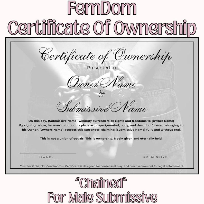 Dom / Sub Certificate of Ownership - "chained" | Customizable ...