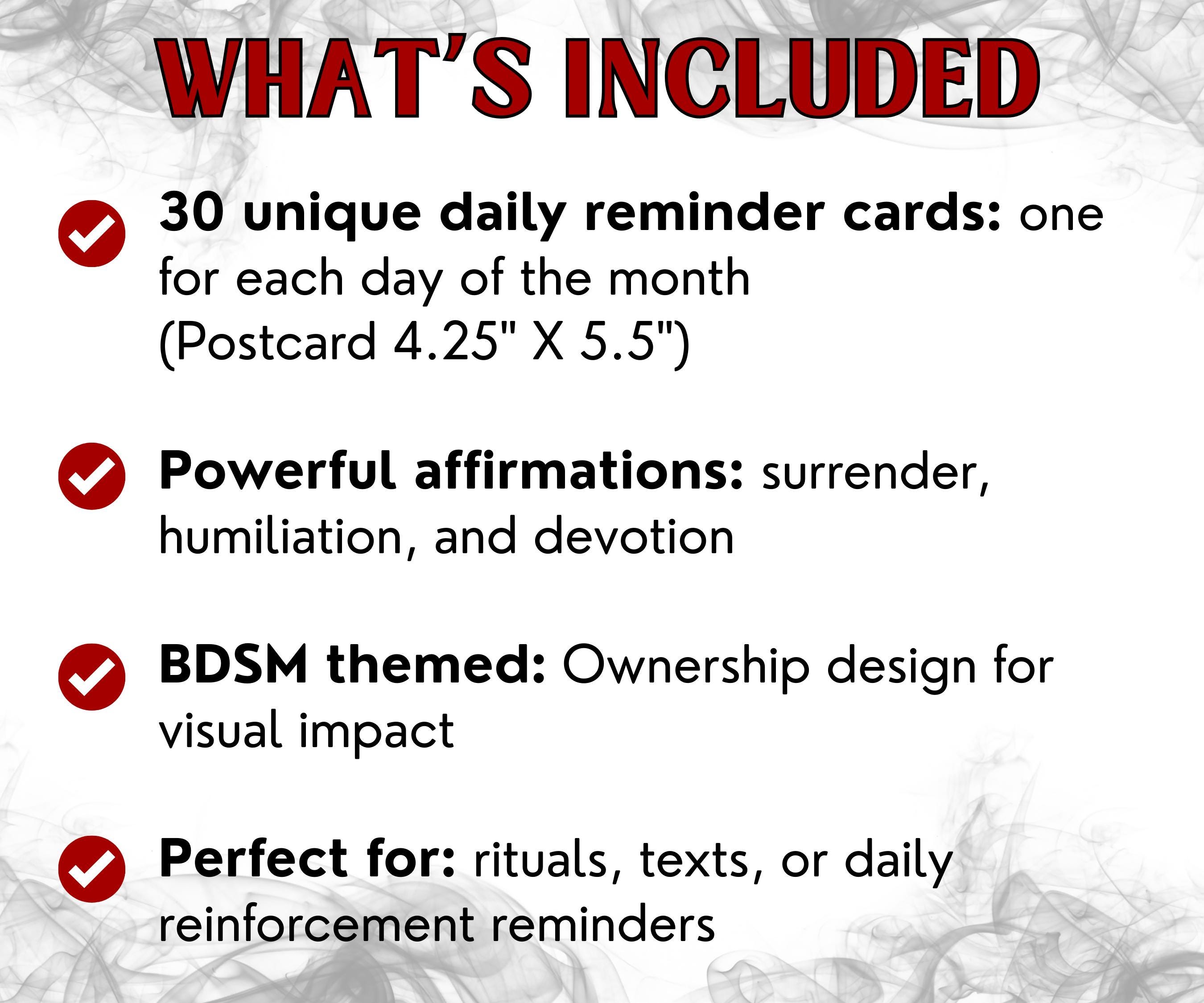 30-day Femdom Ownership Cards | Daily Submission & Control Reminders ...