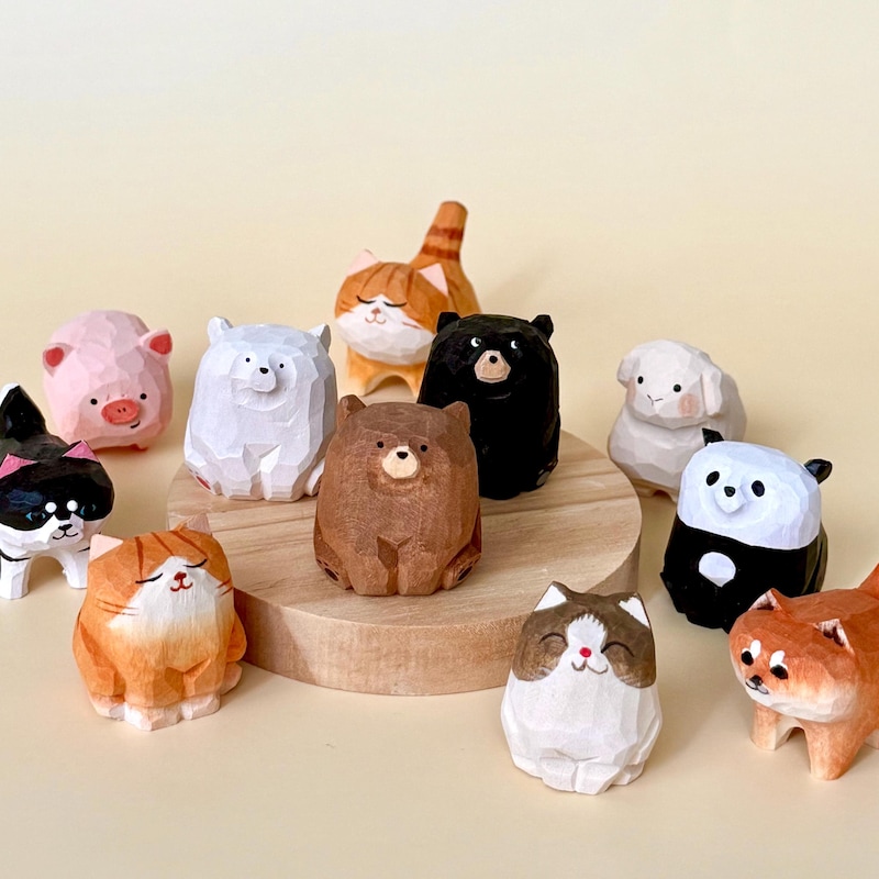 Wood Carved Mini Figures - Etsy UK