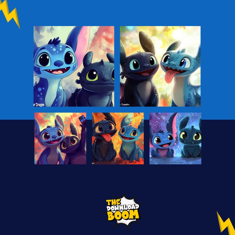 Toothless and Stitch Watercolor Splash, Clipart Images, Graphics and ...