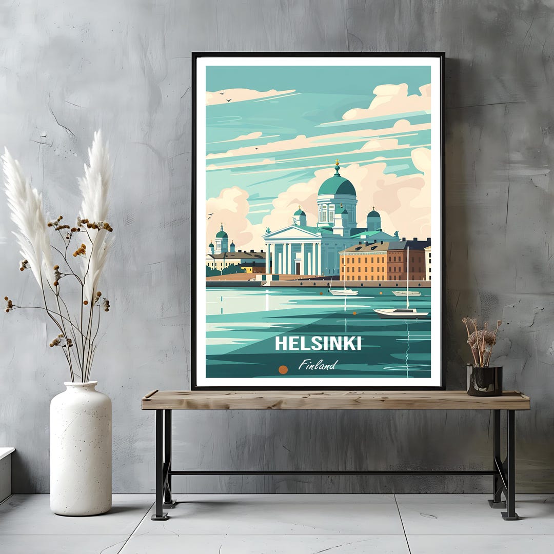 Helsinki Cathedral Travel Poster – Finland Vintage Wall Art | Helsinki ...