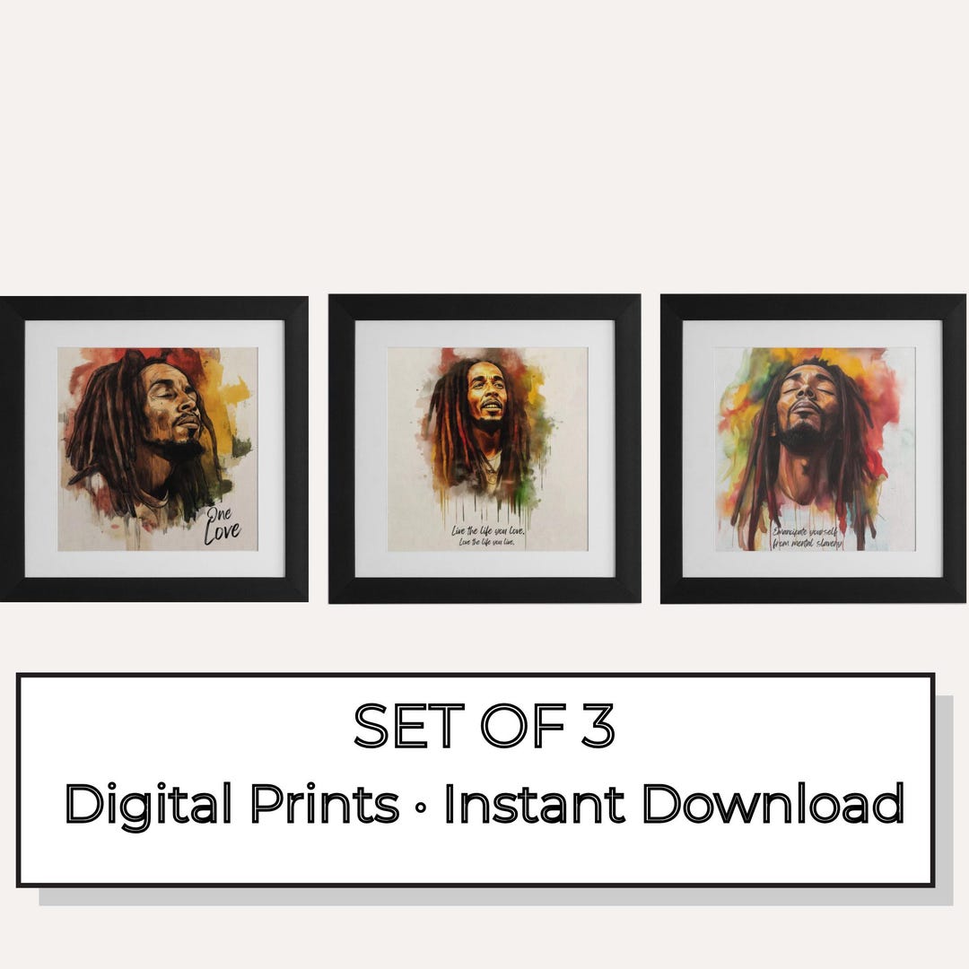Bob Marley Reggae Wall Art Bundle – Vibrant Digital Prints With ...