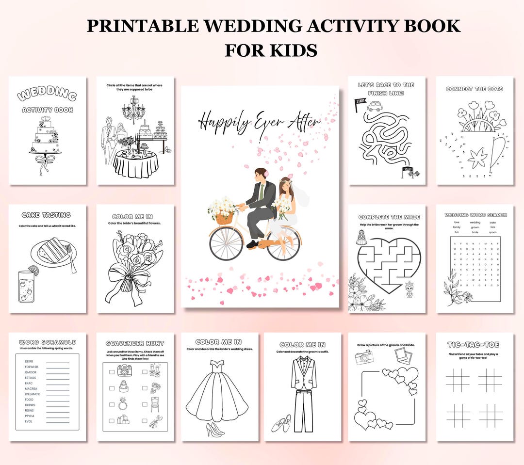Printable Wedding Activity Book for Kids – Coloring Pages & Games | PDF ...