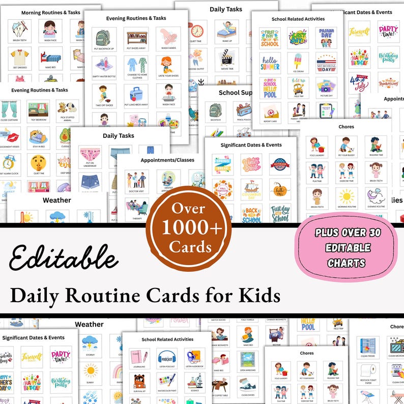 Daily Routine Cards Visual Schedule Toddler Routine Chart for Kids ...