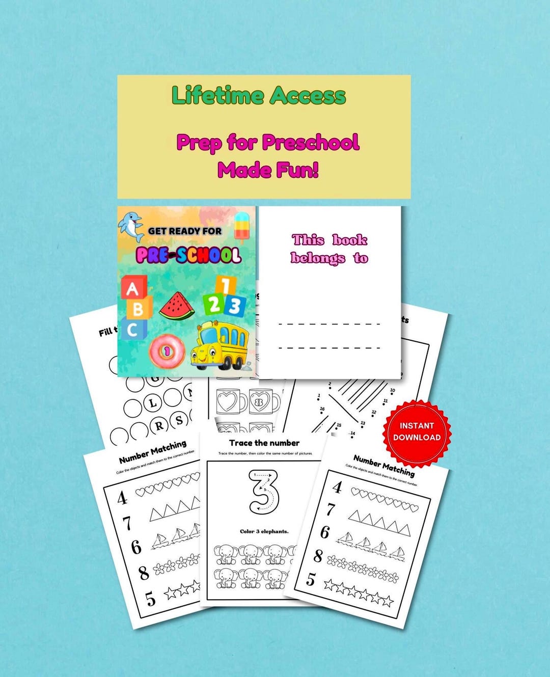 Pre-k & Kindergarten Workbook: ABC 123 Tracing, Coloring (60 Pages PDF ...