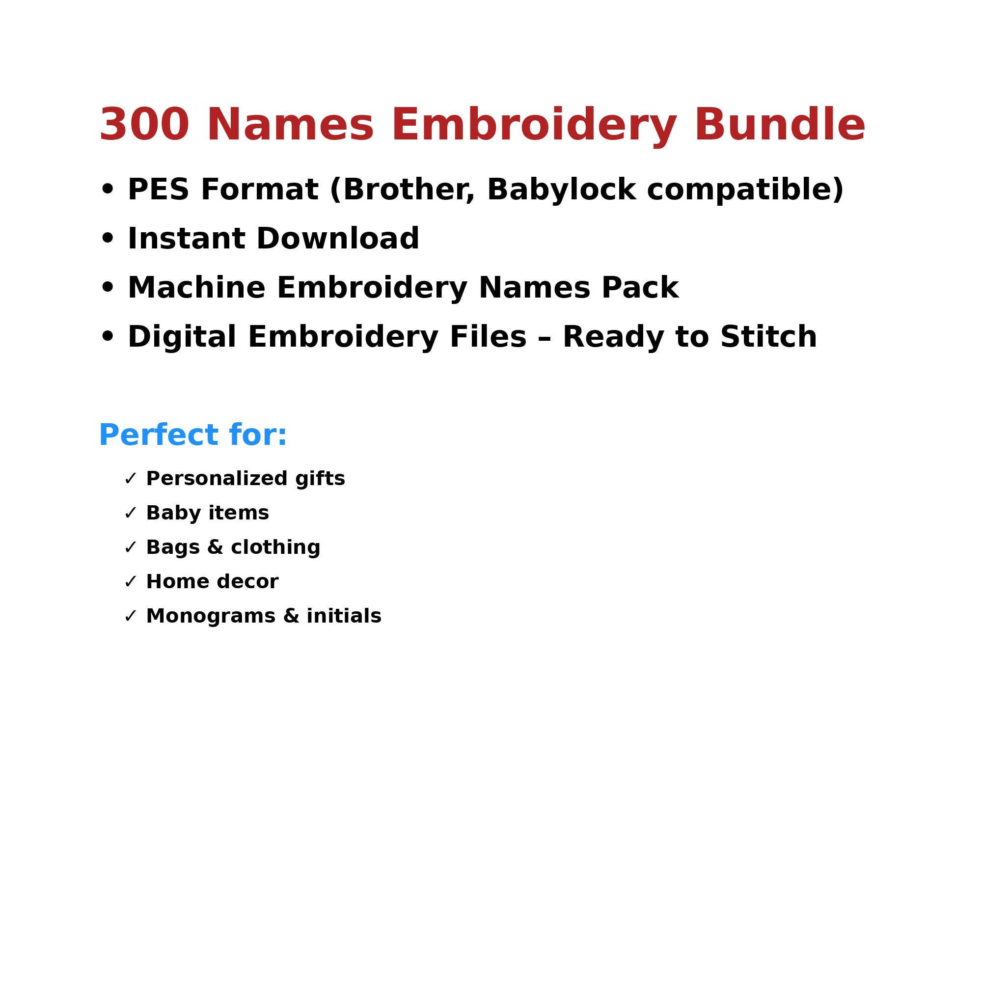 300 Names Embroidery Designs: PES Format, Instant Download (digital ...