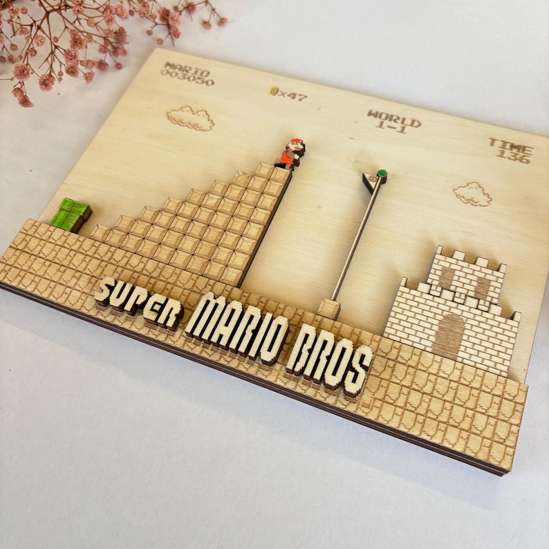 Mario Screen Gamer Room Wooden Sign - Handcrafted Wood Plaque - Super ...