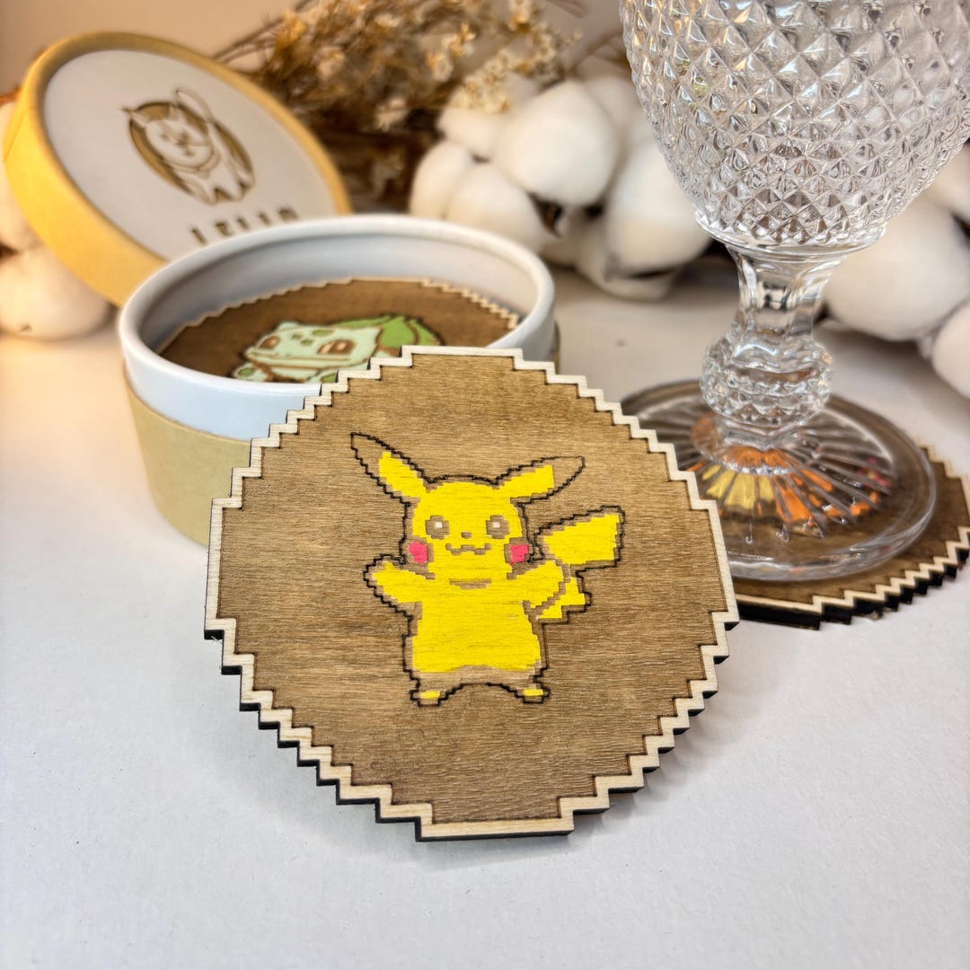 Pokémon Wooden Coasters - Choose Any Pokemon - Set of Pixeled Wood ...