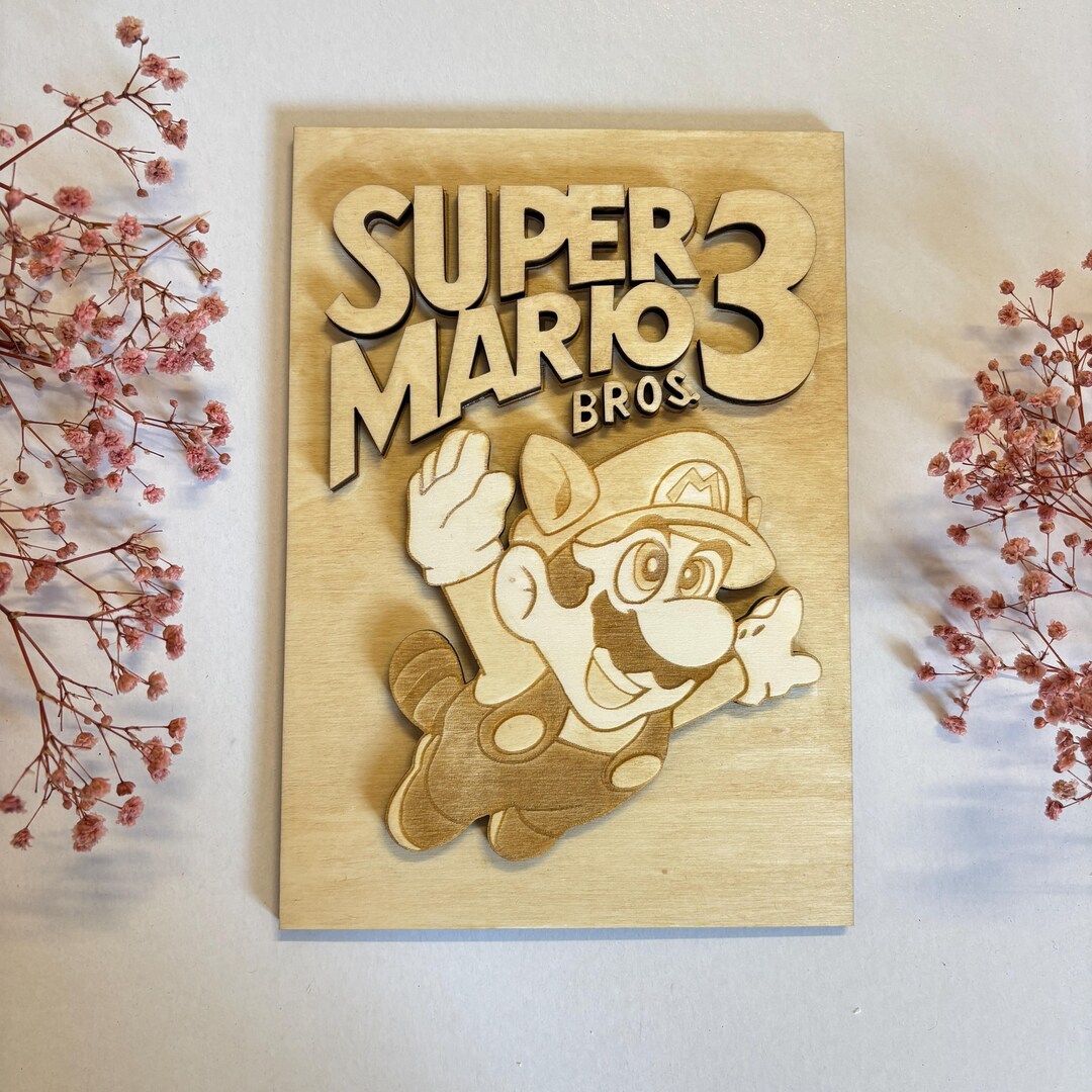 Mario Cover Gamer Room Wooden Sign - Handcrafted Wood Plaque - Mario ...