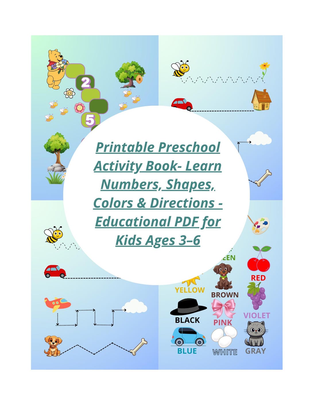 Printable Preschool Activity Book - Learn Numbers, Shapes, Colors ...