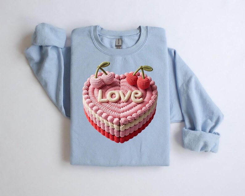 Love Sweatshirt: Valentine Heart Cake Print (knitted Look) - Etsy