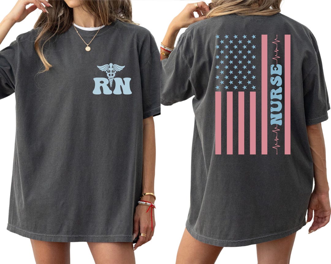 Comfort Colors® RN Nurse Patriotic T-shirt: Retro USA Flag Graphic - Etsy