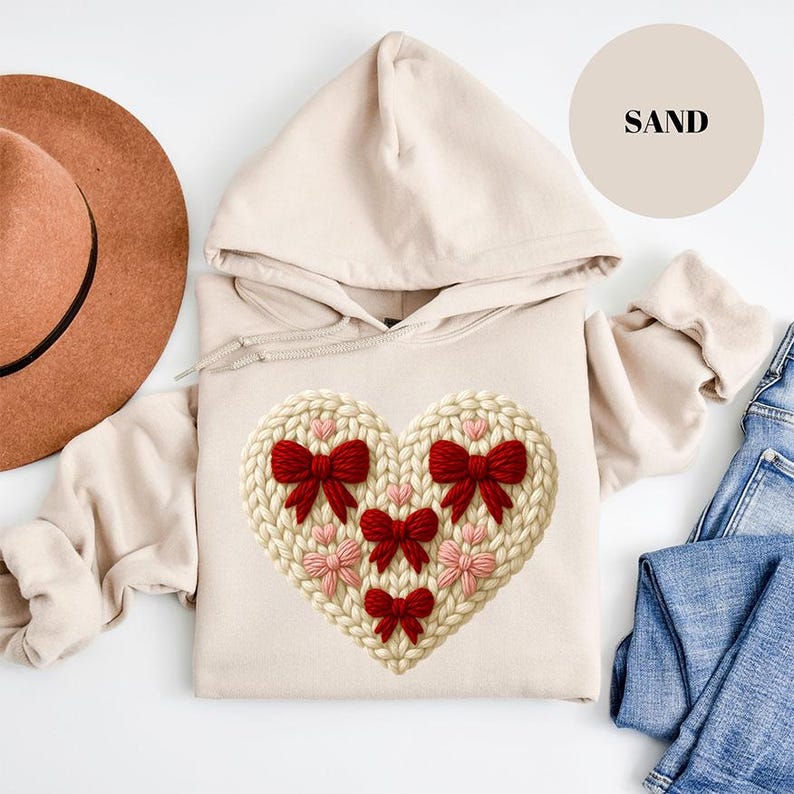 Knit Heart Hoodie: Braided Yarn Look - Soft, Cozy Design Sweatshirt - Etsy