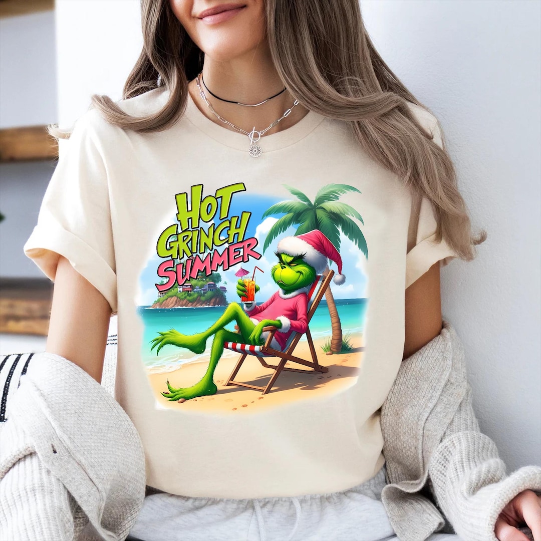 Funny Grinch Christmas in July Shirt: Hot Grinch Summer Beach Tee - Etsy