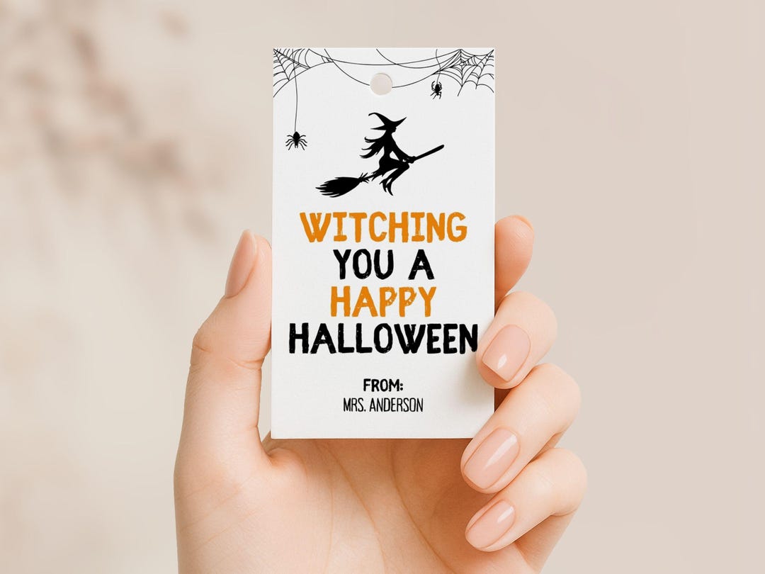 Editable Halloween Treat Tags, Witching You a Happy Halloween Tag, Boo ...