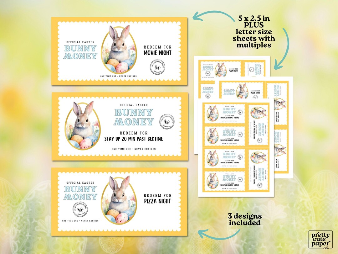 Editable Easter Coupons for Kids, Printable Easter Bunny Money Bucks ...